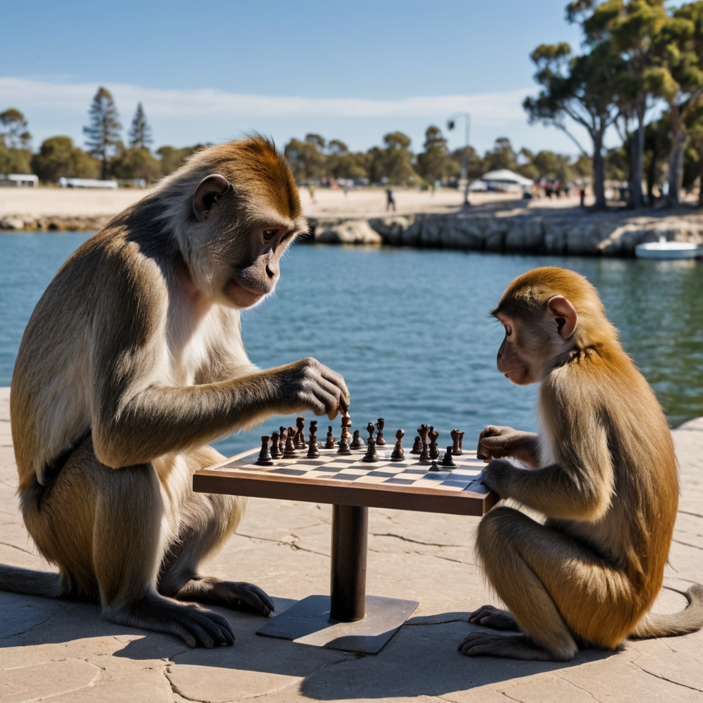 A Monkey playing chess with - Gulf Picasso | بيكاسو الخليج