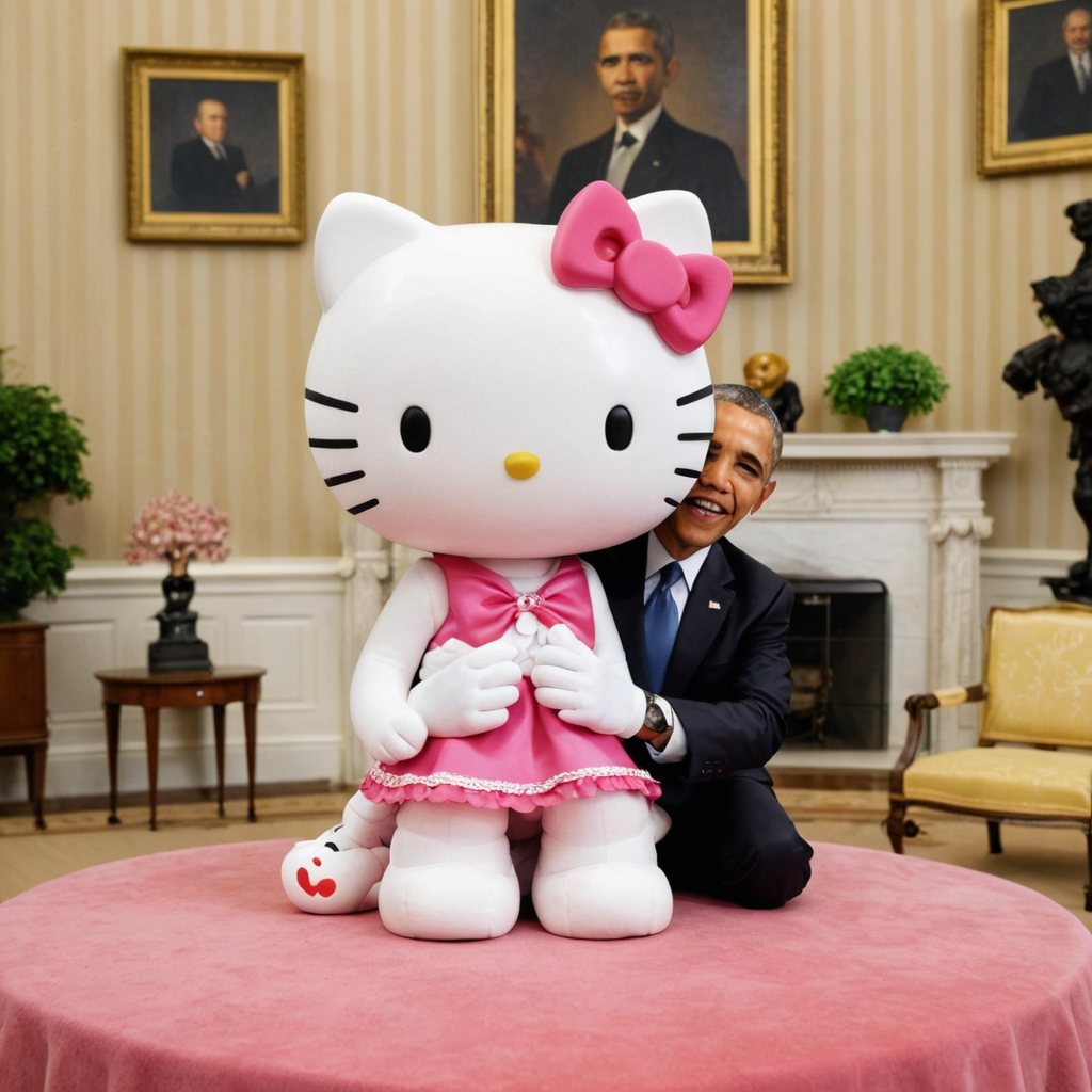 hello kitty with obama - Gulf Picasso | بيكاسو الخليج