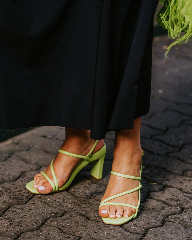 Godwit Chartreuse Leather High Heels | Bared Footwear