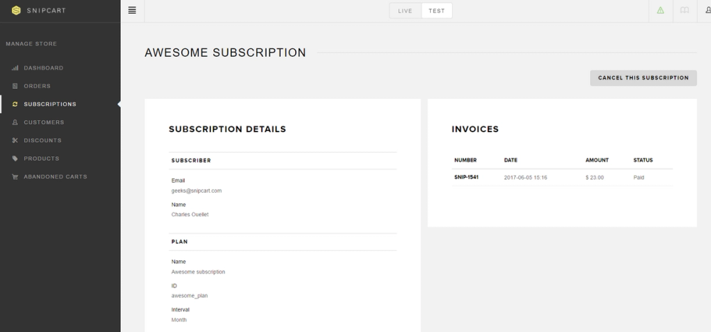 Store management – Snipcart Documentation