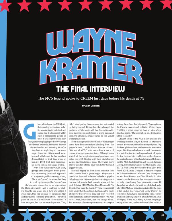 CREEM | WAYNE KRAMER: THE FINAL INTERVIEW