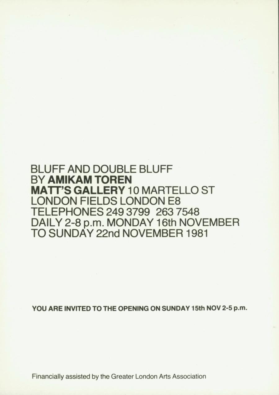 Matt’s Gallery – Bluff and Double Bluff