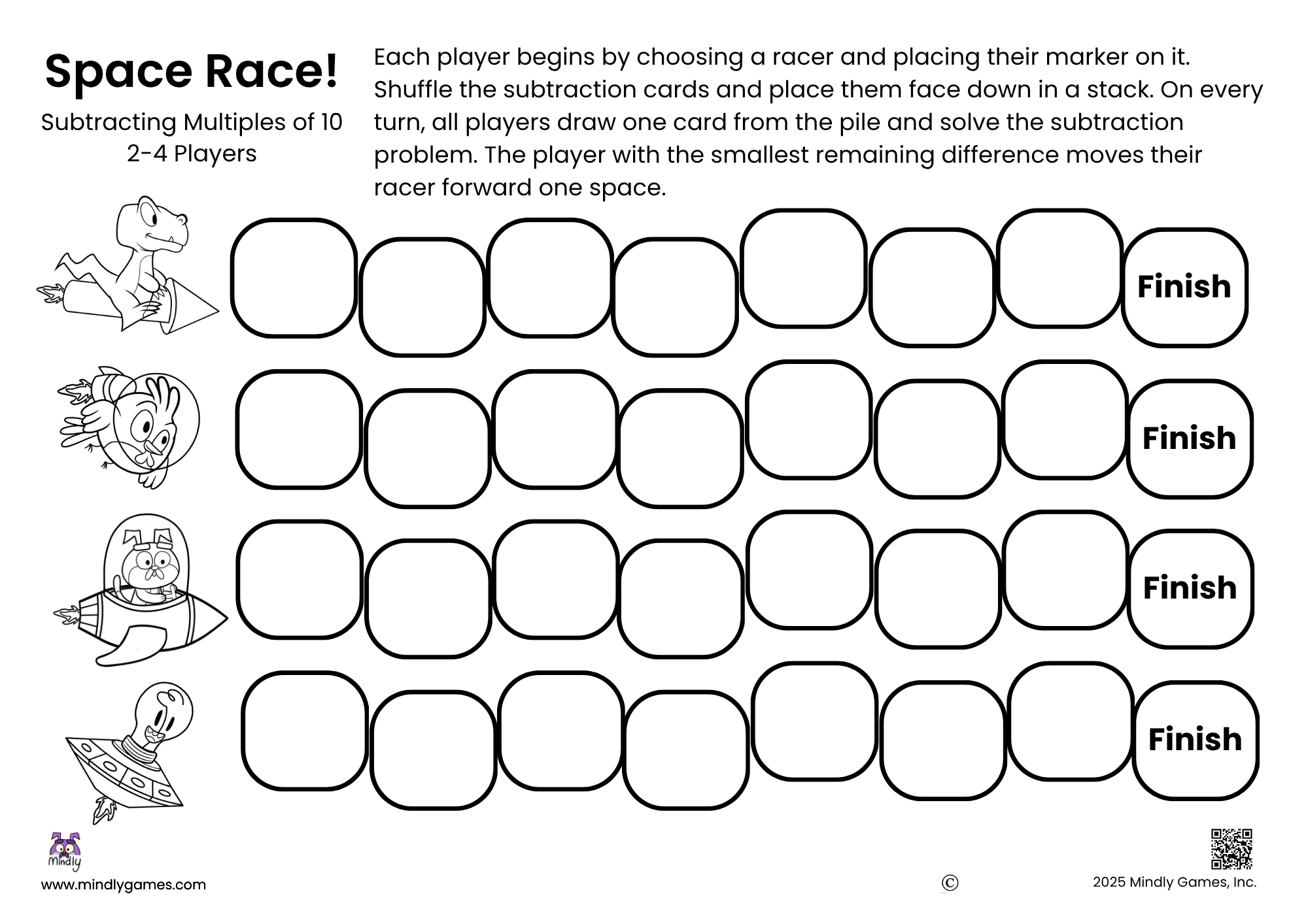 Space Race | Subtracting Multiples of 10 | Mindly Games