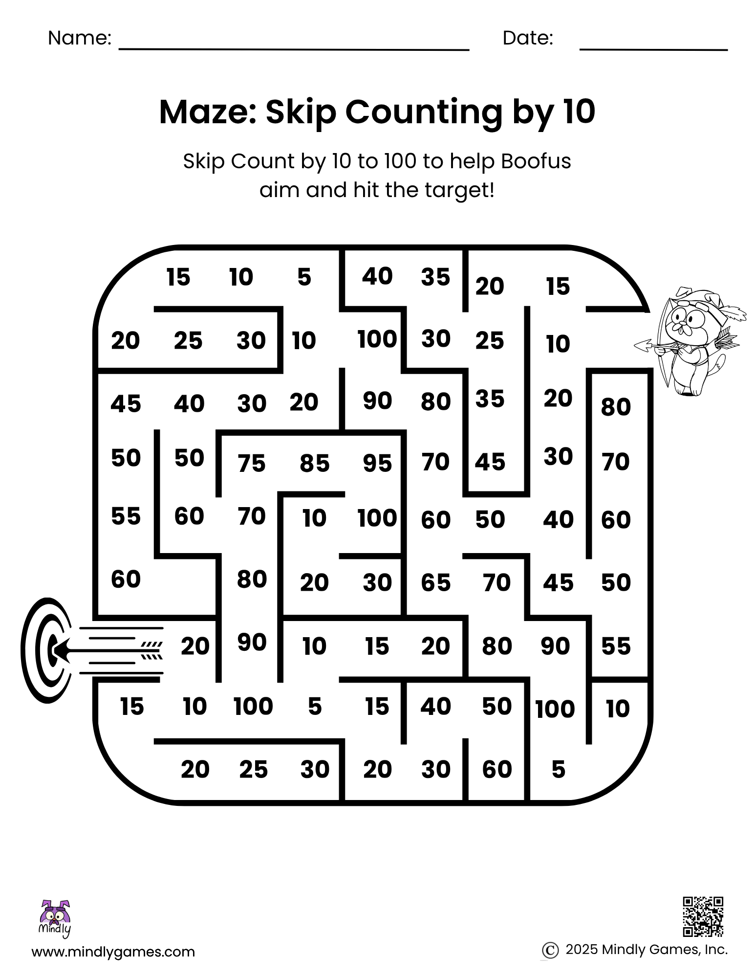 Maze | Skip Counting by 10 | Mindly Games