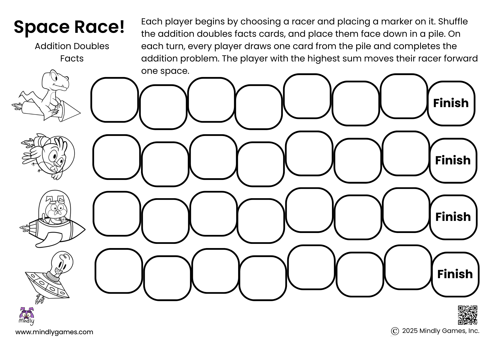 Space Race | Addition Doubles Facts | Mindly Games