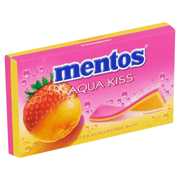 Mentos Gum Aqua Kiss - Strawberry & Mandarin pakje | Mentos België